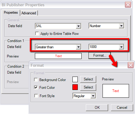 BI Publisher: Conditional Formatting | Flex Fields